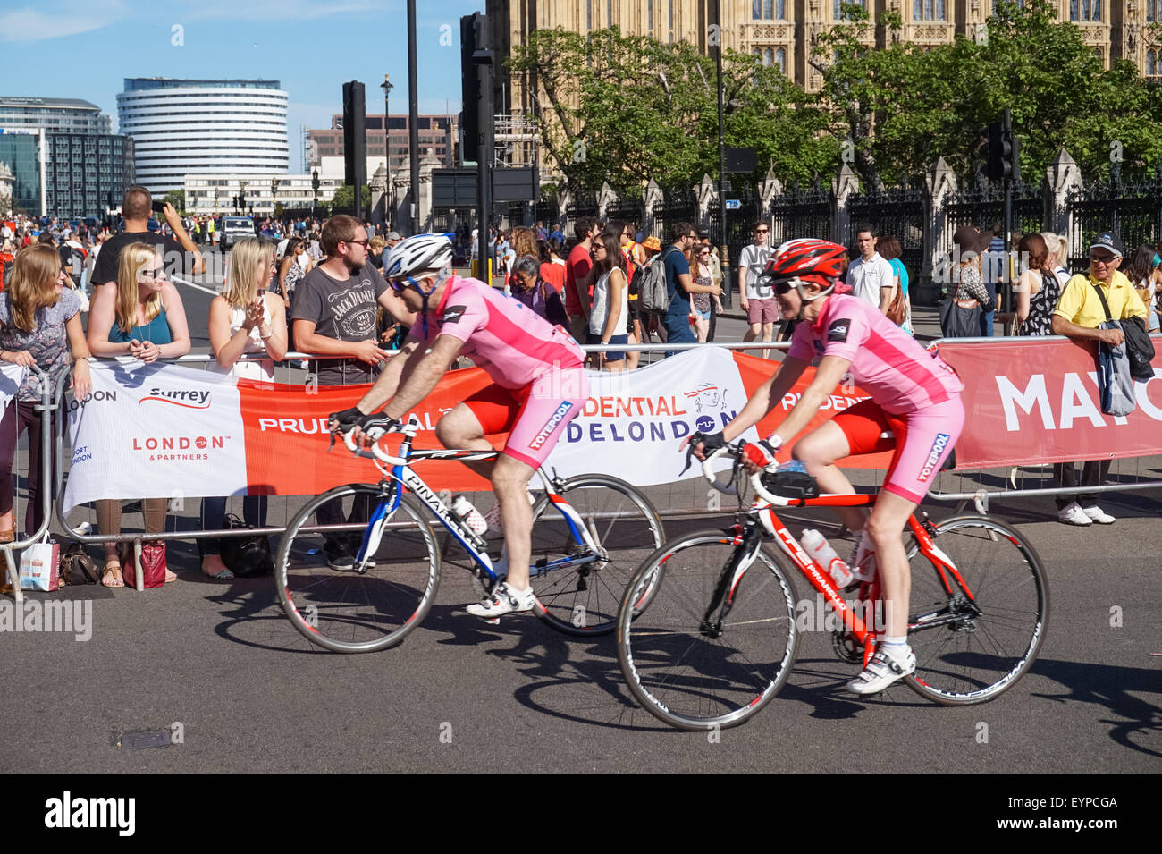 Cyclists take part in Prudential RideLondon-Surrey 100, a 100-mile ...