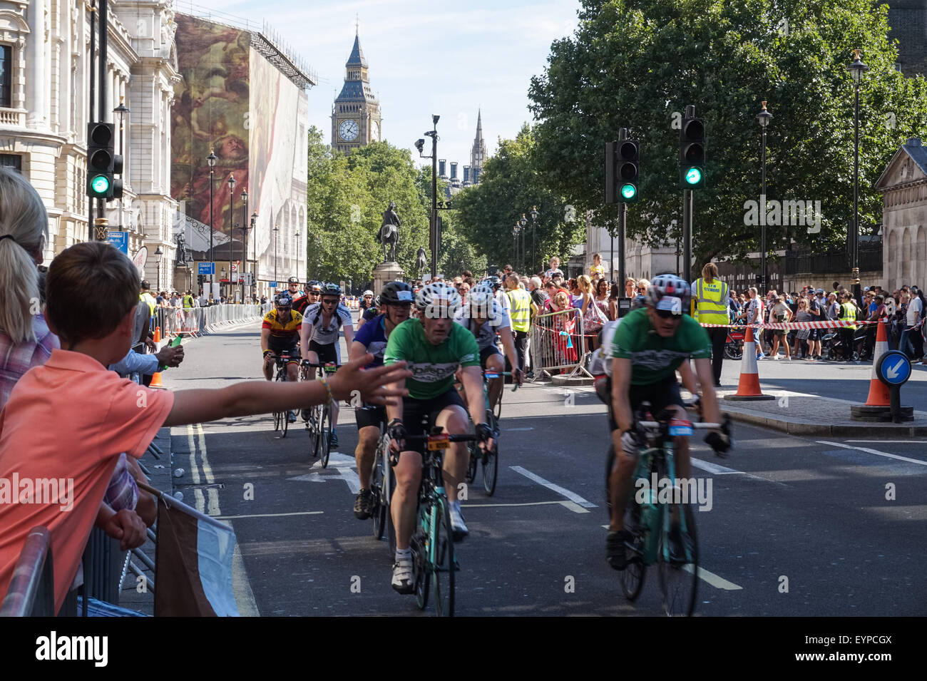 Cyclists take part in Prudential RideLondon-Surrey 100, a 100-mile ...