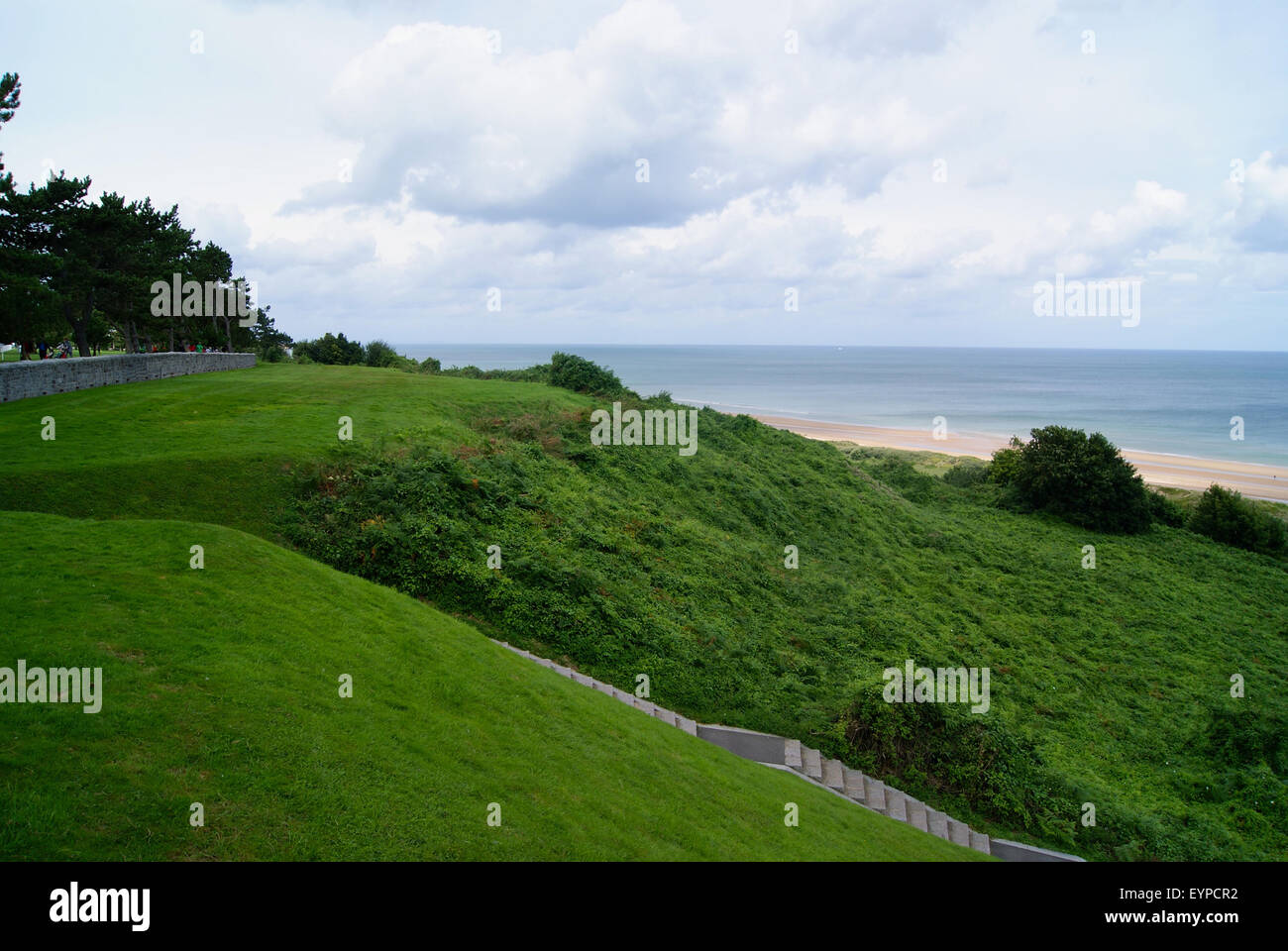 Landscape of Normandy with the green grass followed by the famous coast ...