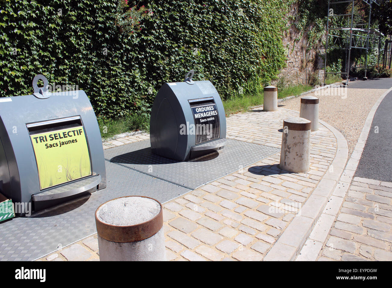 French town community recycling and waste disposal units at Hautefort ...