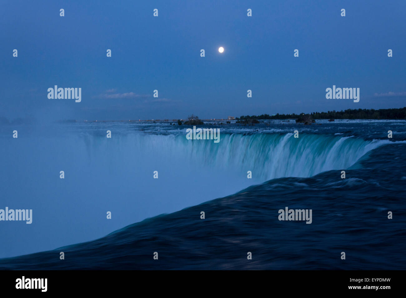 Niagara Falls at Dusk with the Moon in the background Stock Photo - Alamy