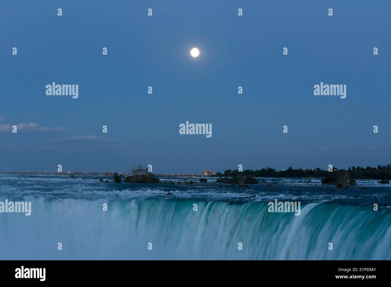 Niagara Falls at Dusk with the Moon in the background Stock Photo - Alamy