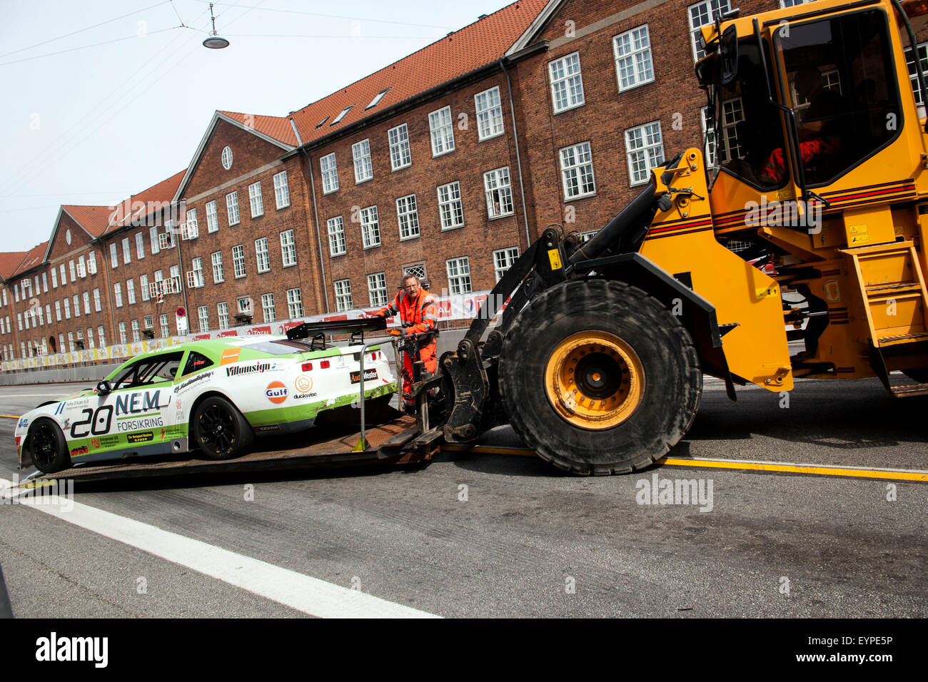 Copenhagen, Denmark, August 2nd, 2015.Three cars collides with the ...