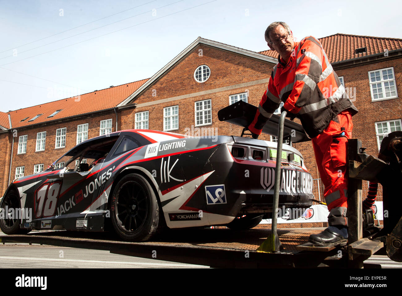 Copenhagen, Denmark, August 2nd, 2015.Three cars collides with the ...