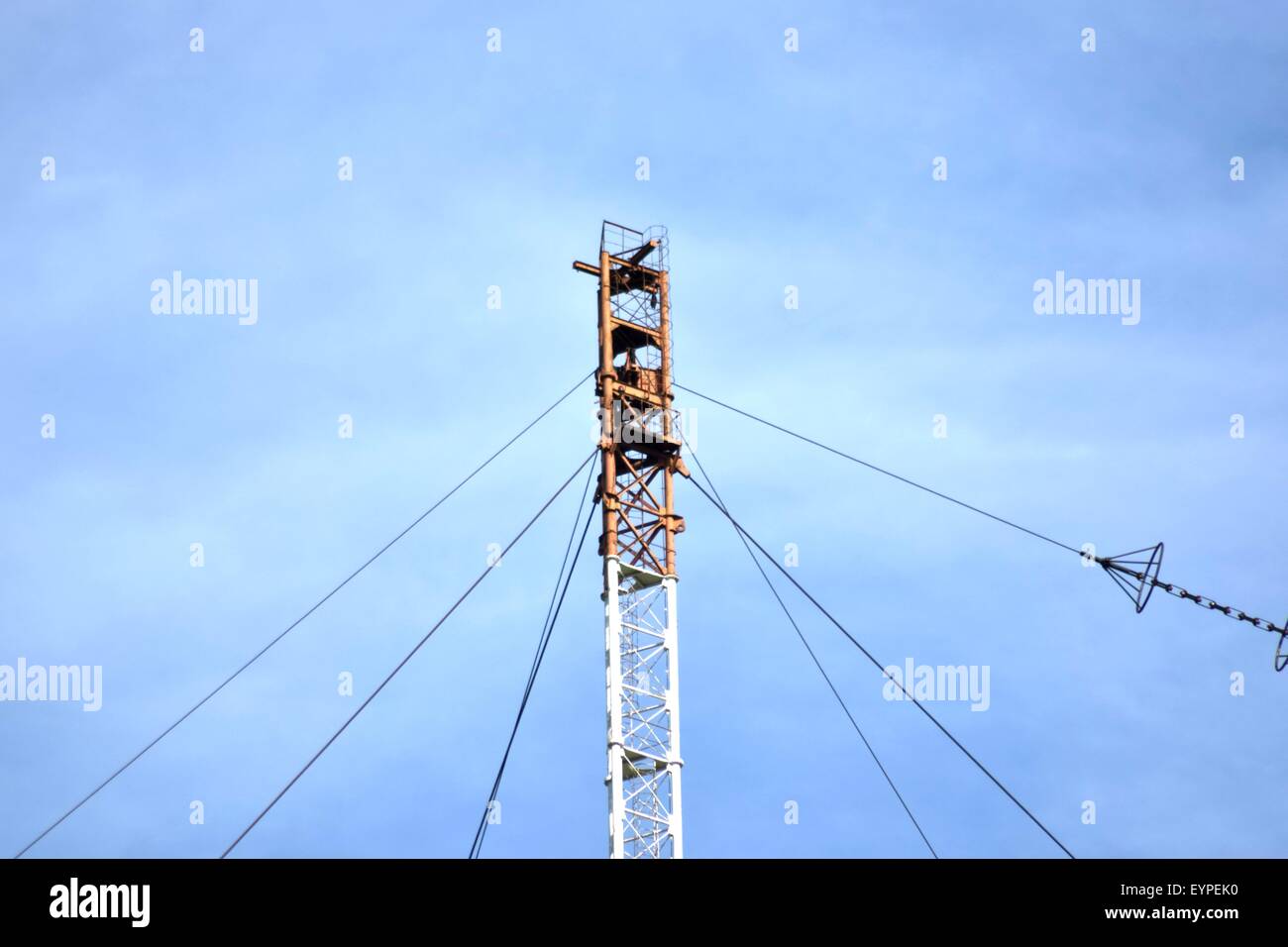 Long-wave radio-transmitting towers. Telecommunication tower with steel ...