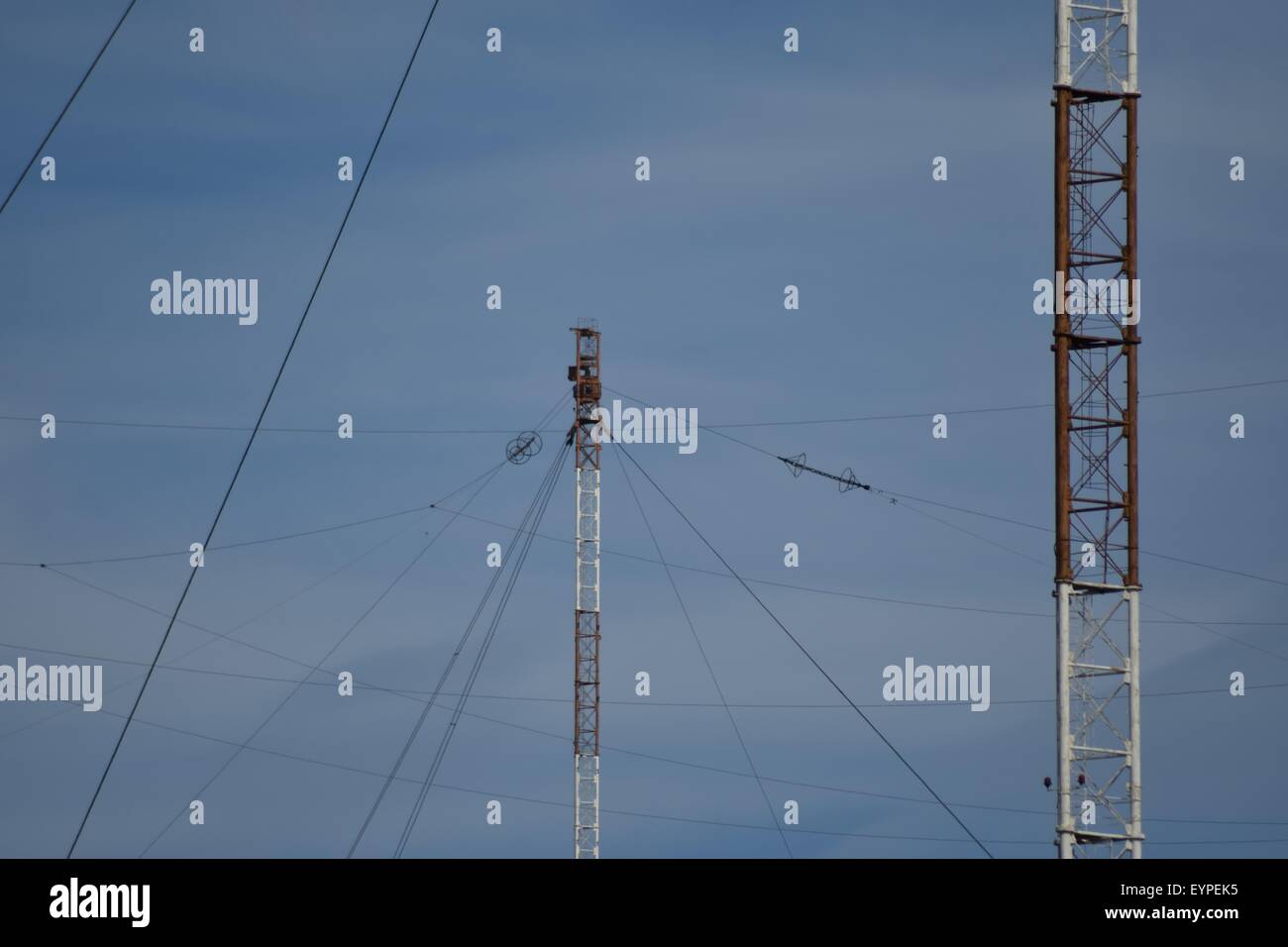 Long-wave radio-transmitting towers. Telecommunication tower with steel ...