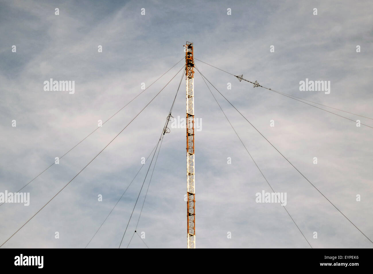 Long-wave radio-transmitting towers. Telecommunication tower with steel ...