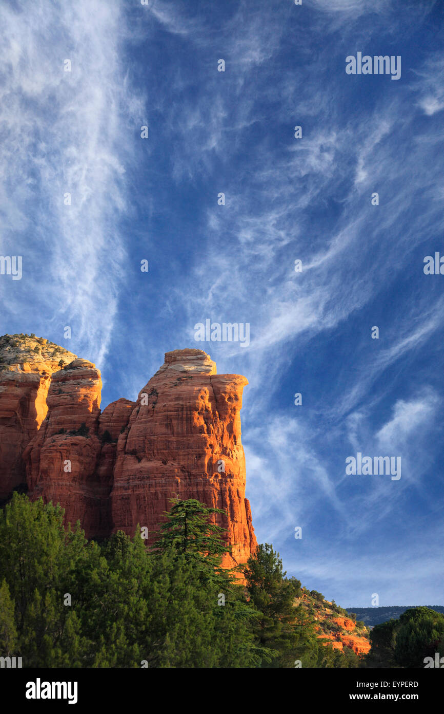 Interesting clouds over Coffee Pot Rock in Sedona, Arizona Stock Photo ...