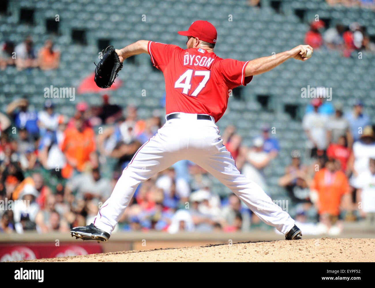 Arlington, Texas. 02nd Aug, 2015. Texas Rangers relief pitcher Sam ...