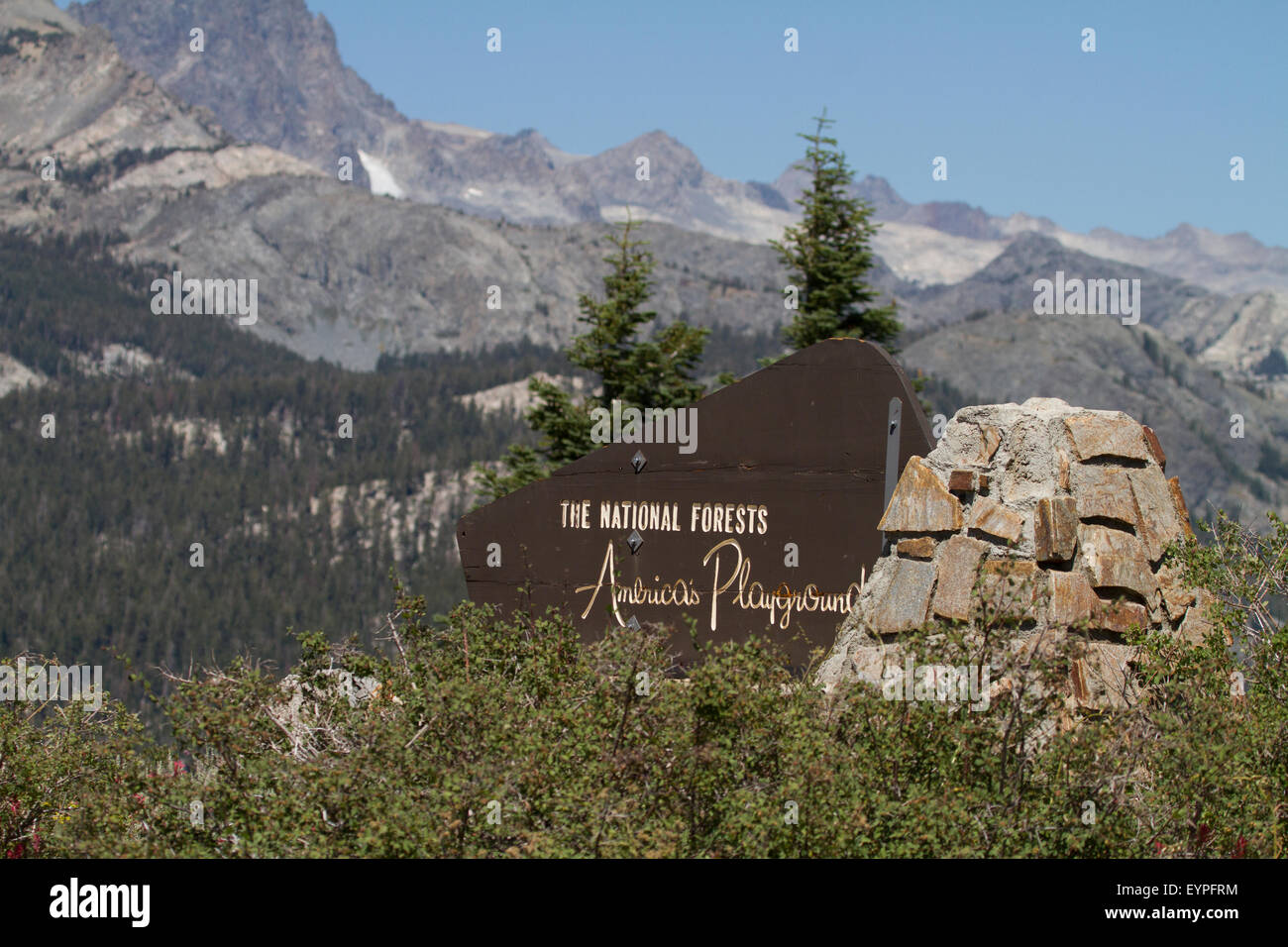 A sign for the National Forests Americas playground with the Ritter ...