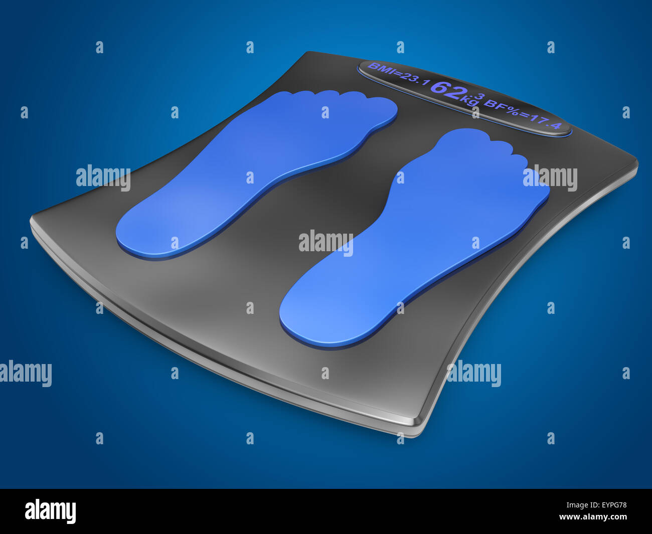 smart electronic scales on a blue background Stock Photo - Alamy