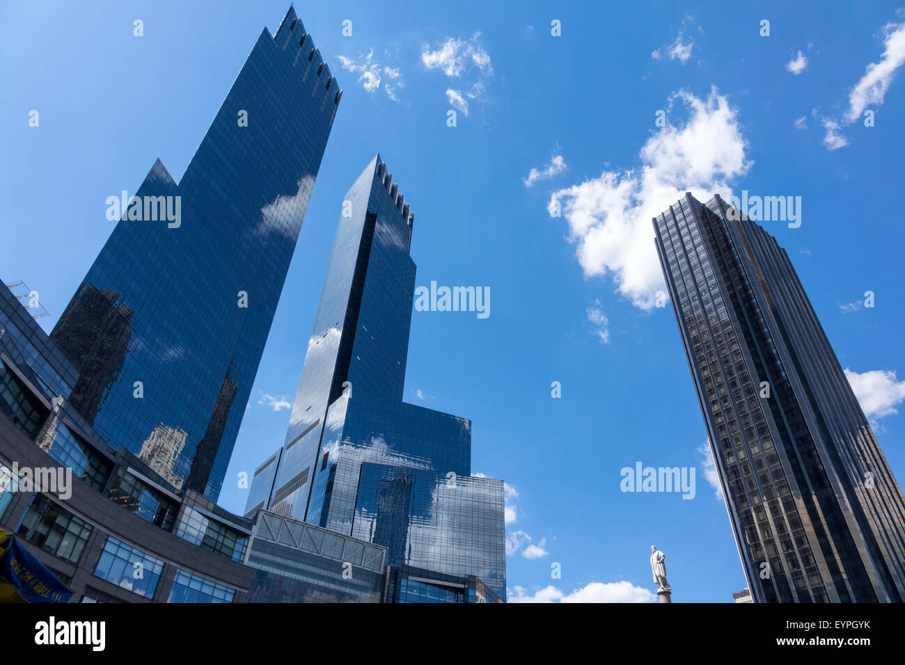Time Warner Center at Columbus Circle in New York City, showing statue ...