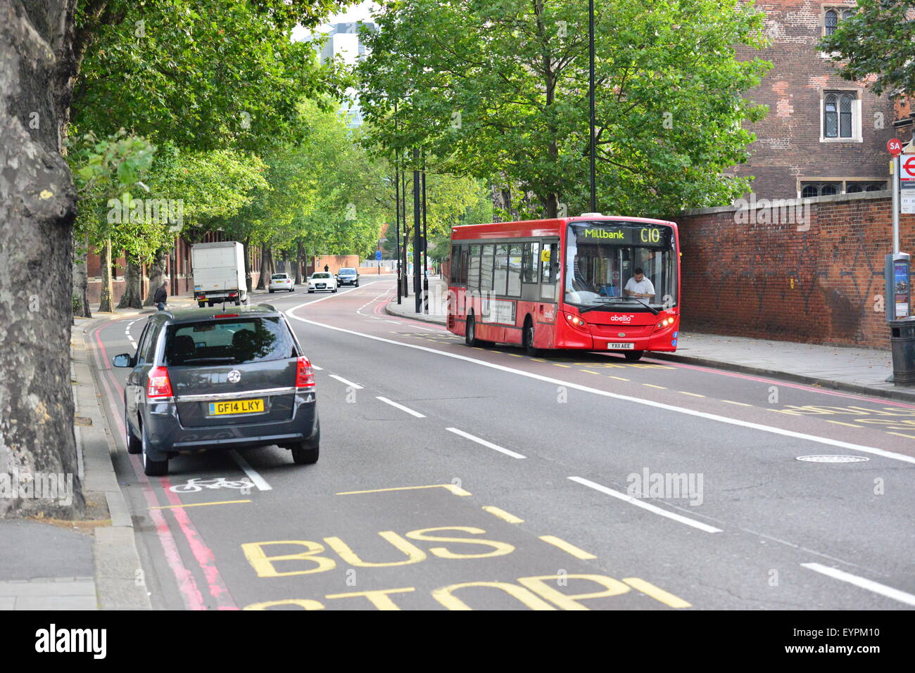 London buses in a street in London Stock Photo - Alamy