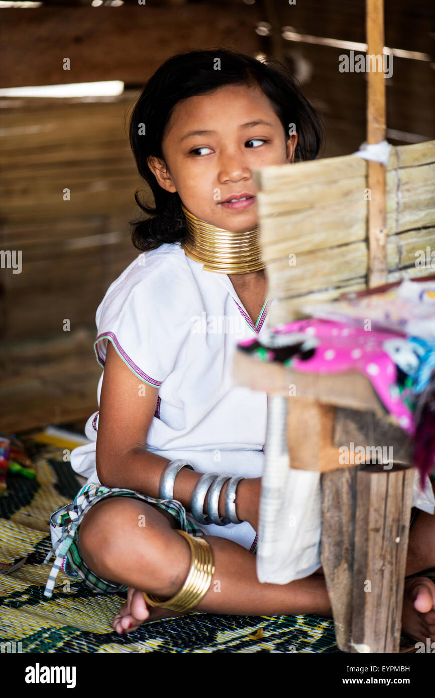 Shy Kayan girl in Chiang Mai, Thailand, Asia Stock Photo - Alamy