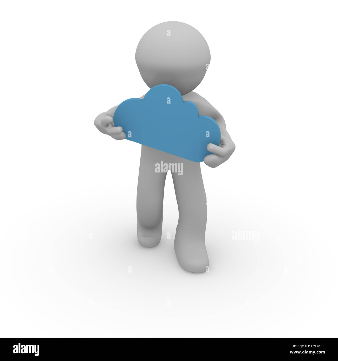 3d man with a cloud shape on a white background Stock Photo - Alamy
