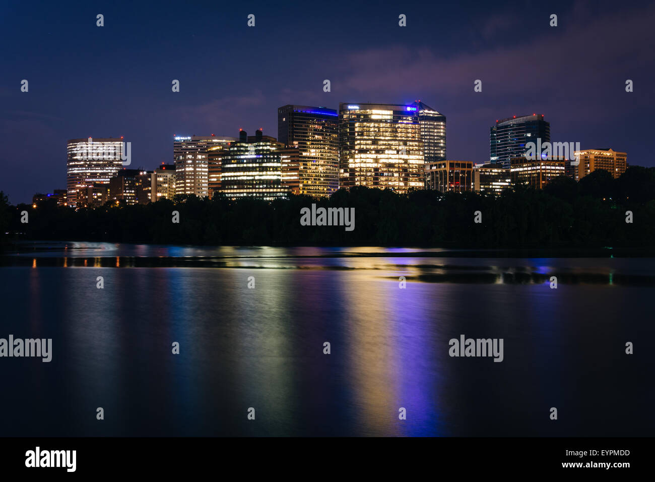 View of the Rosslyn skyline at night, seen from Georgetown, Washington ...