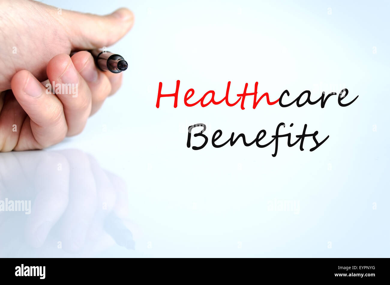Healthcare benefits text concept isolated over white background Stock ...
