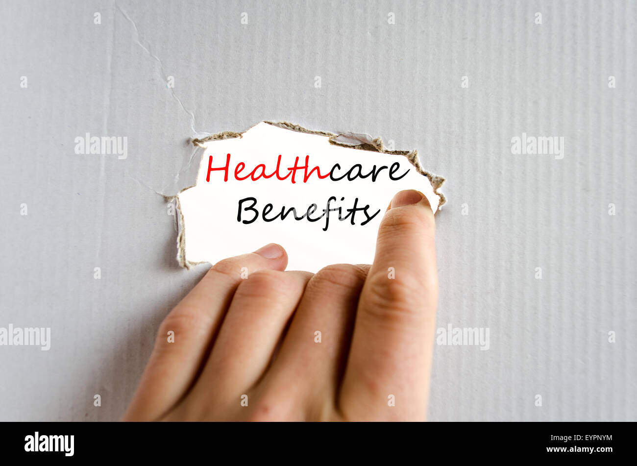 Healthcare benefits text concept isolated over white background Stock ...