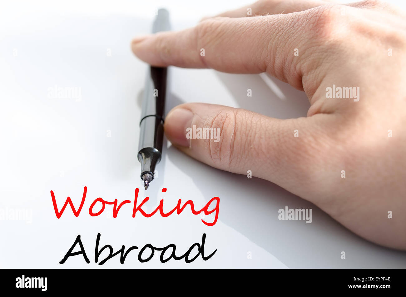 Working abroad text concept isolated over white background Stock Photo ...