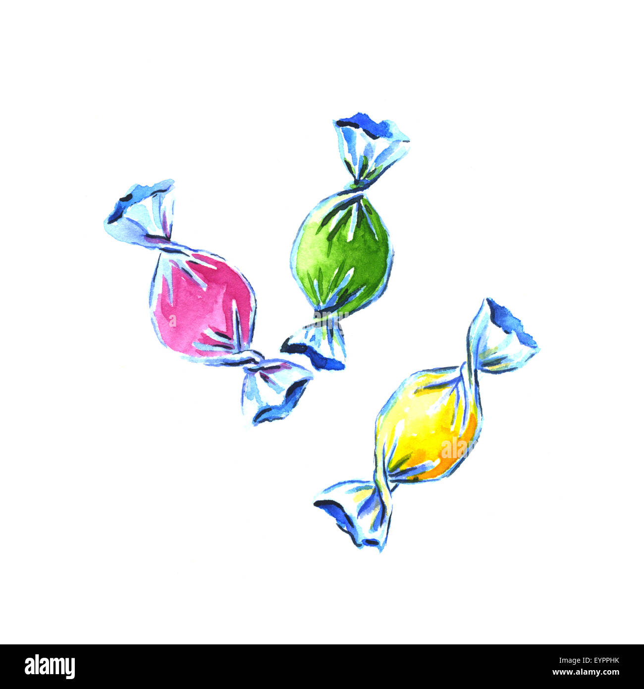 Candy on a white background. Watercolor illustration Stock Photo - Alamy