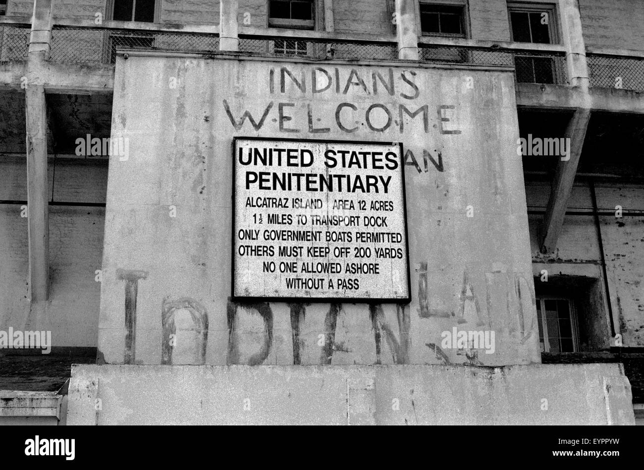 alcatraz indian welcome sign Stock Photo - Alamy