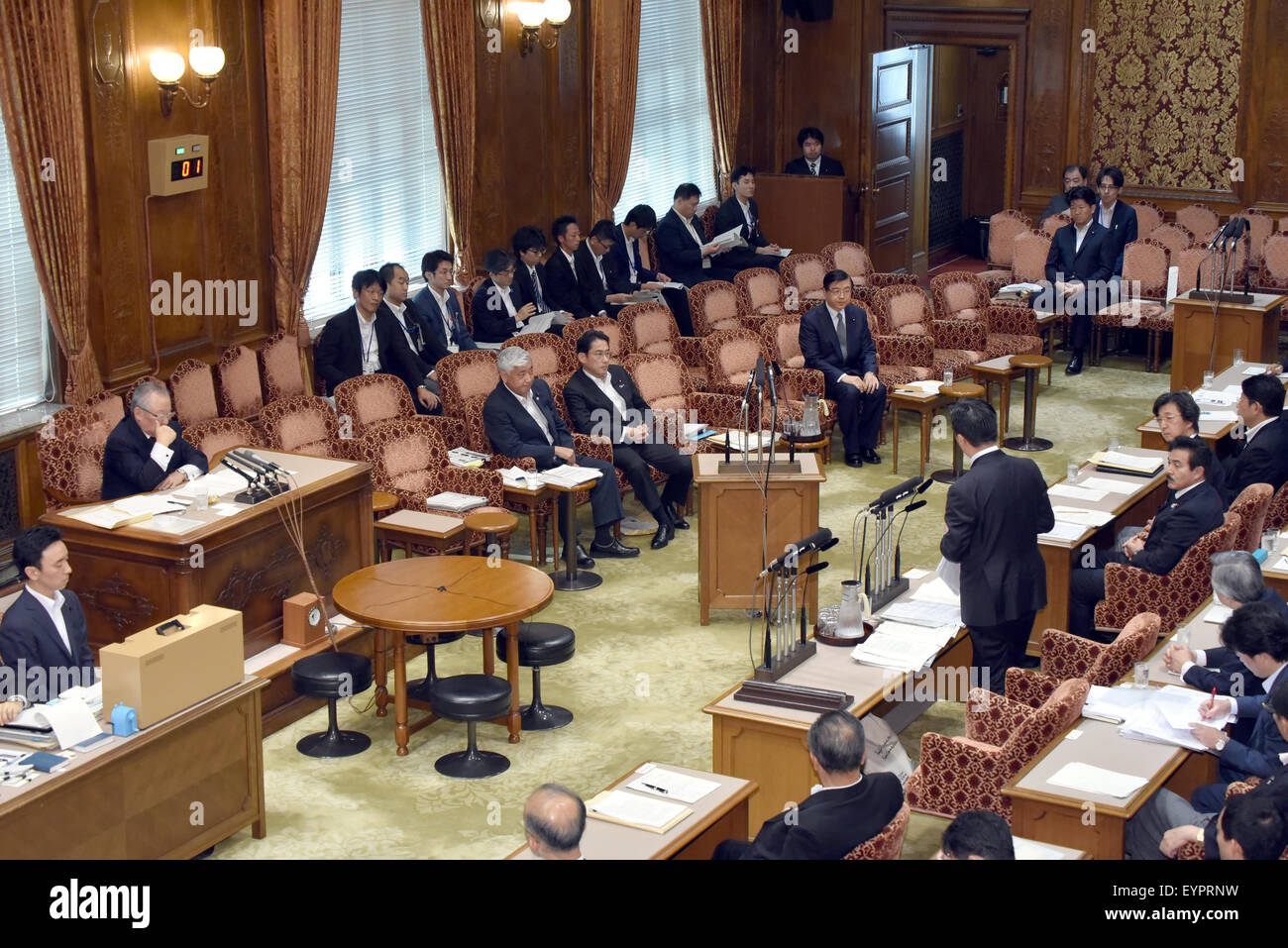 Tokyo, Japan. 3rd Aug, 2015. Tetsuro Fukuyama, standing at right, of ...