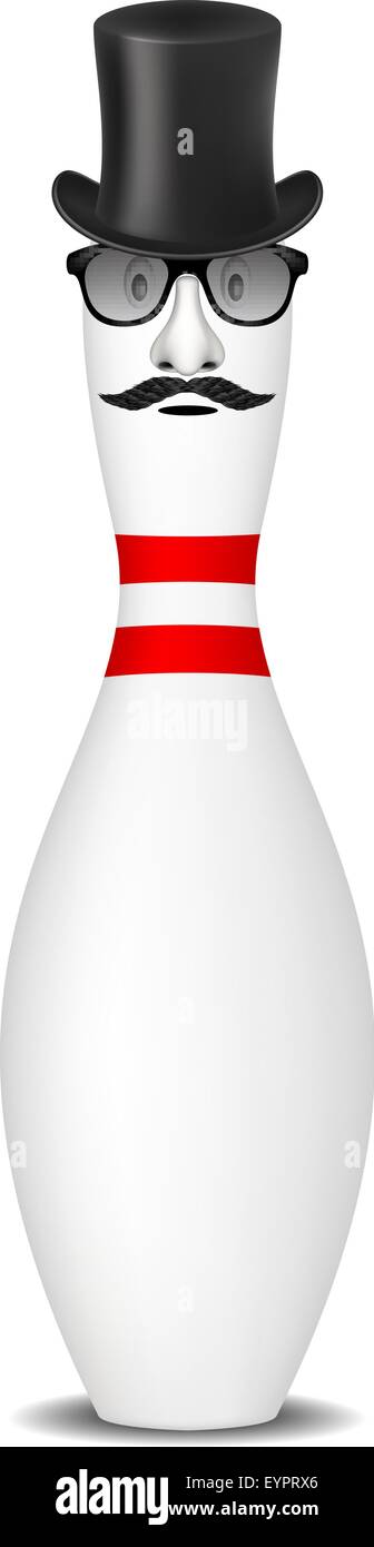 Bowling pin with hat, mustache and glasses Stock Vector Image & Art - Alamy