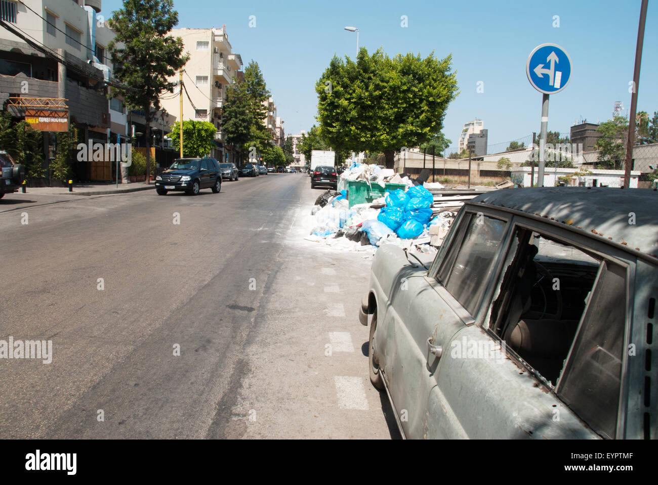 Garbage piles up in the street of Beirut Lebanon Stock Photo - Alamy