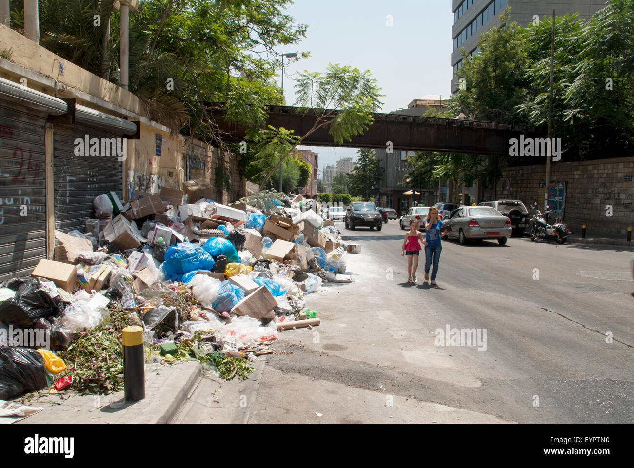 Garbage piles up in the street of Beirut Lebanon Stock Photo - Alamy
