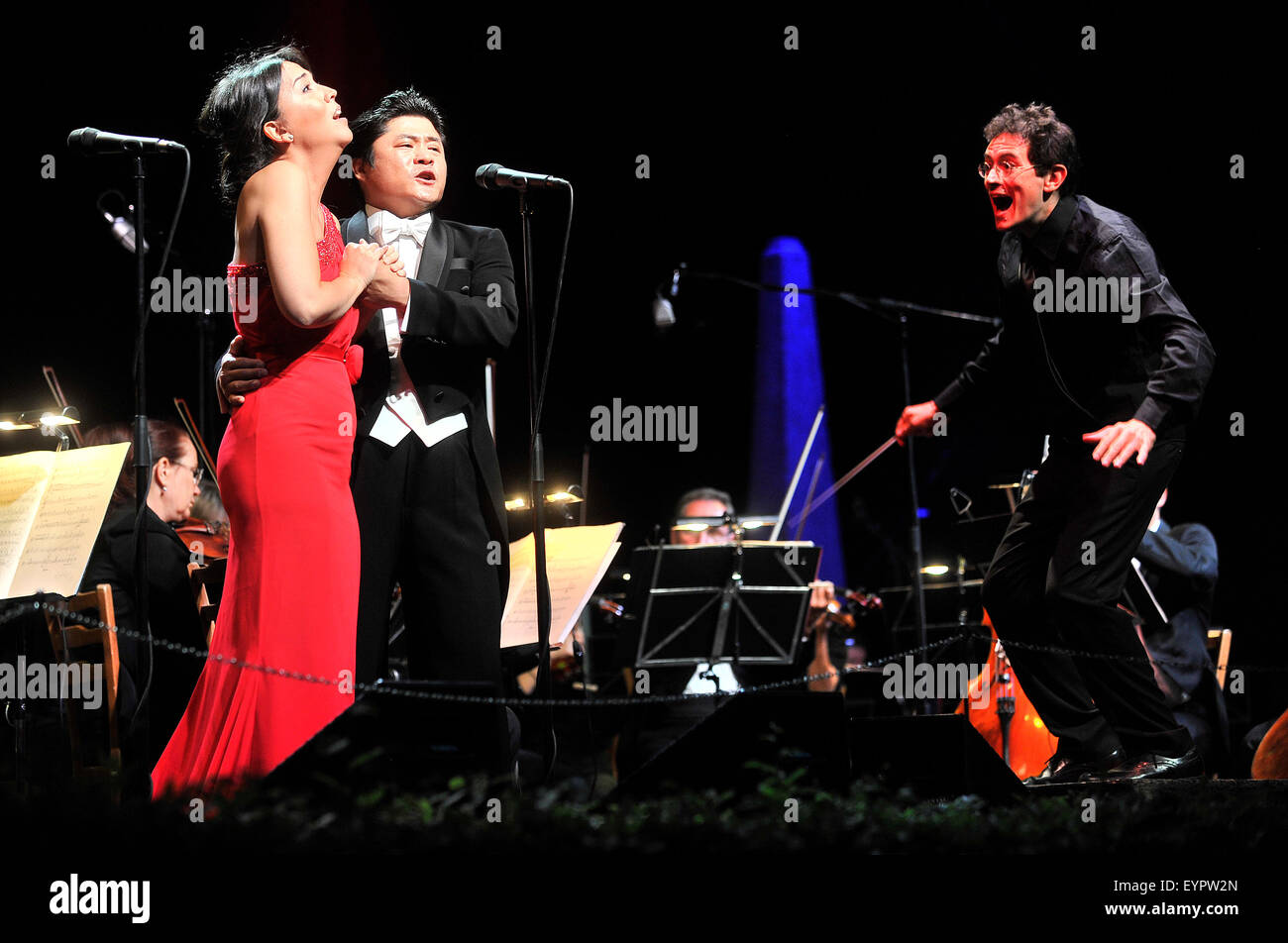 Spanish soprano Auxiliadora Toledano, left to right, South Korean tenor ...