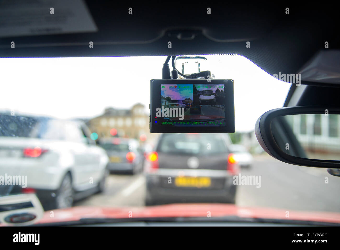 Dashcam car windscreen video camera Stock Photo - Alamy