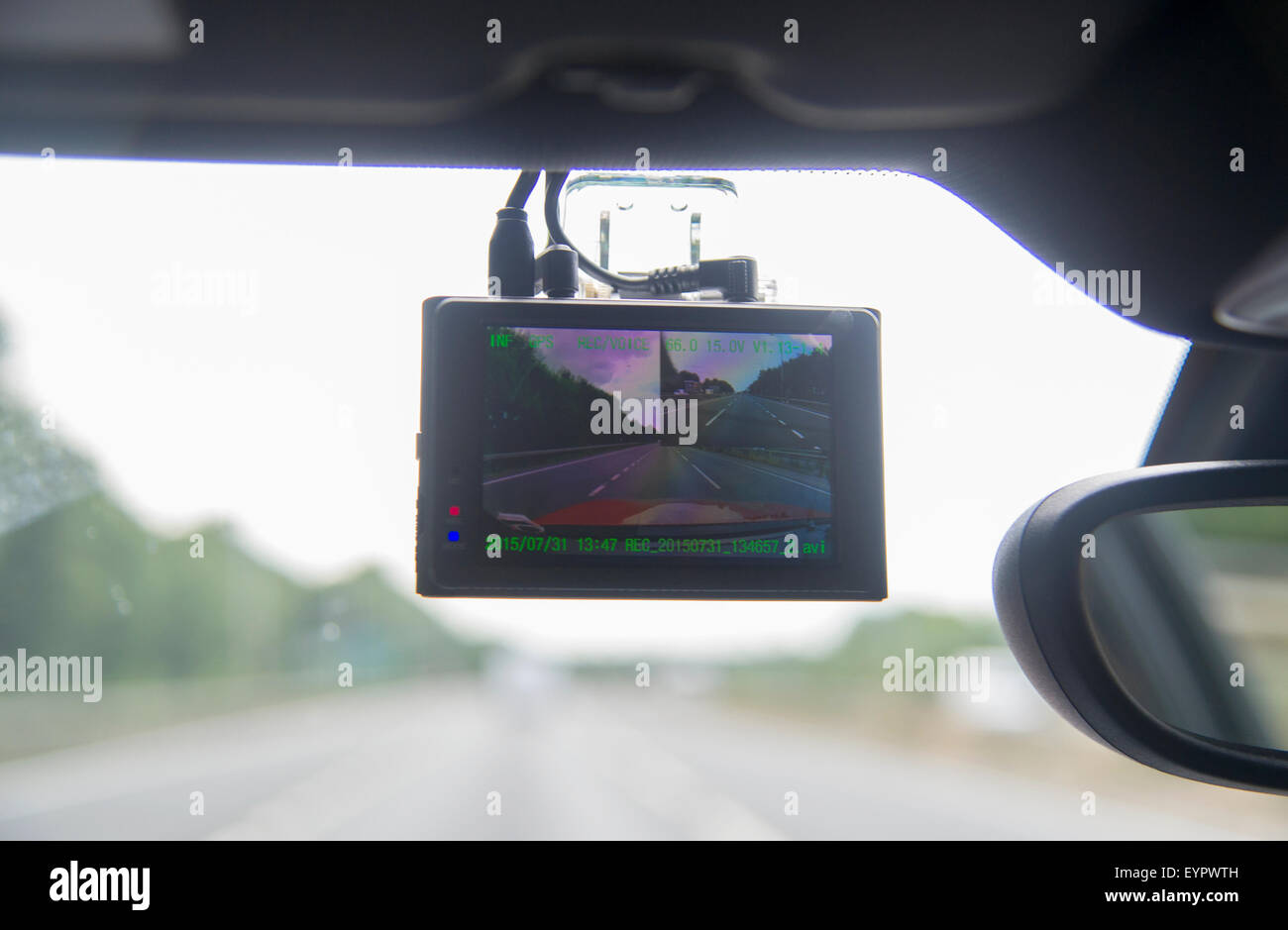 Dashcam car windscreen video camera Stock Photo - Alamy