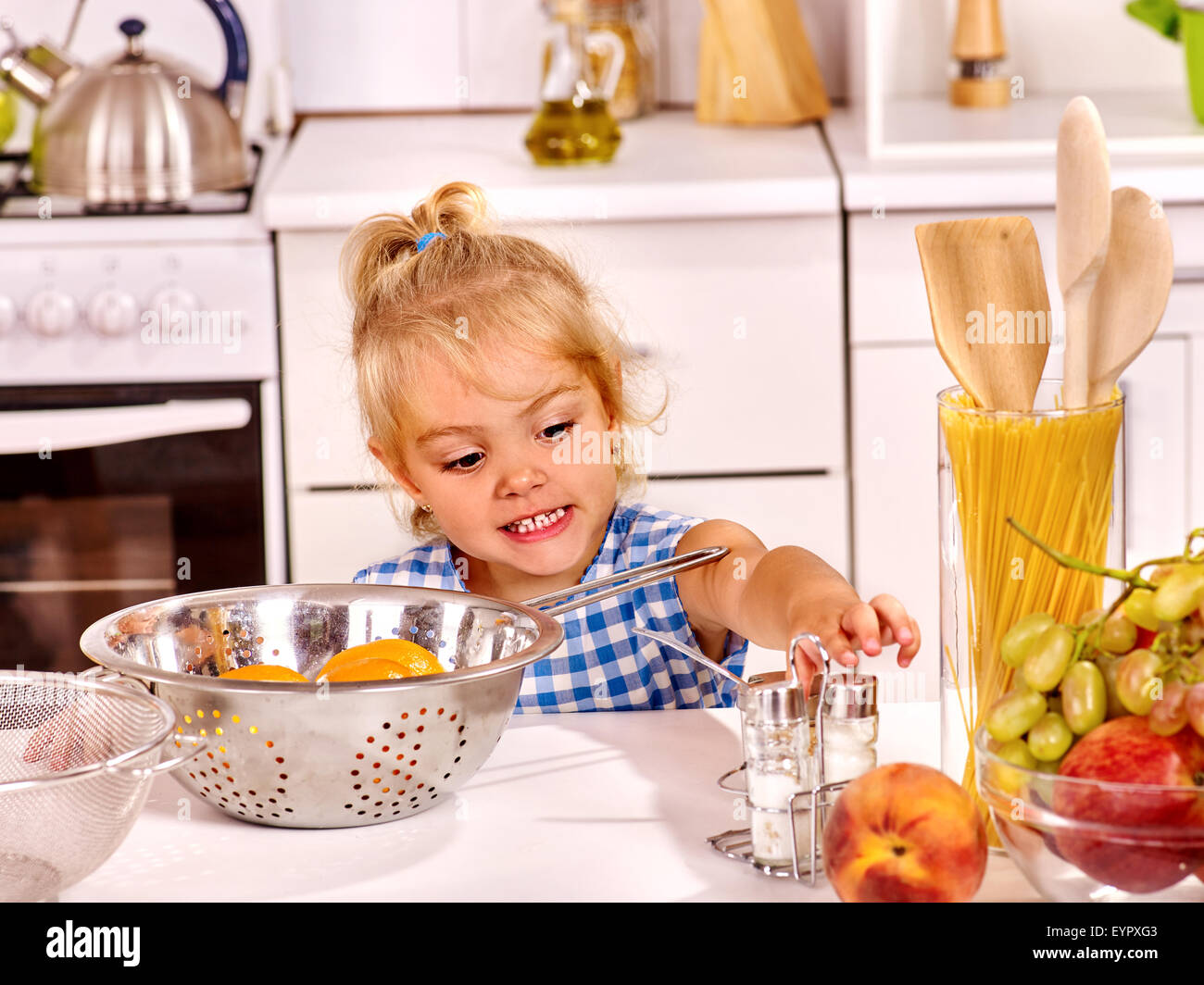 Child with rolling-pin dough Stock Photo - Alamy