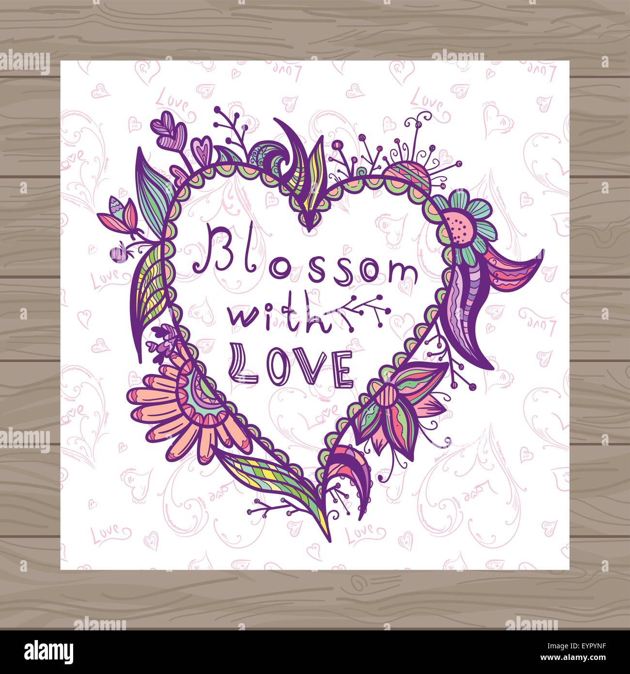 Creative vector sketch illustration with love symbol and blossoming ...