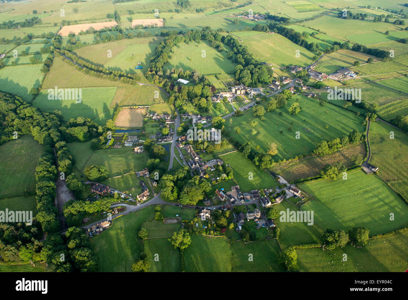 Aerial image of the village of Tissington in the Peak District in ...