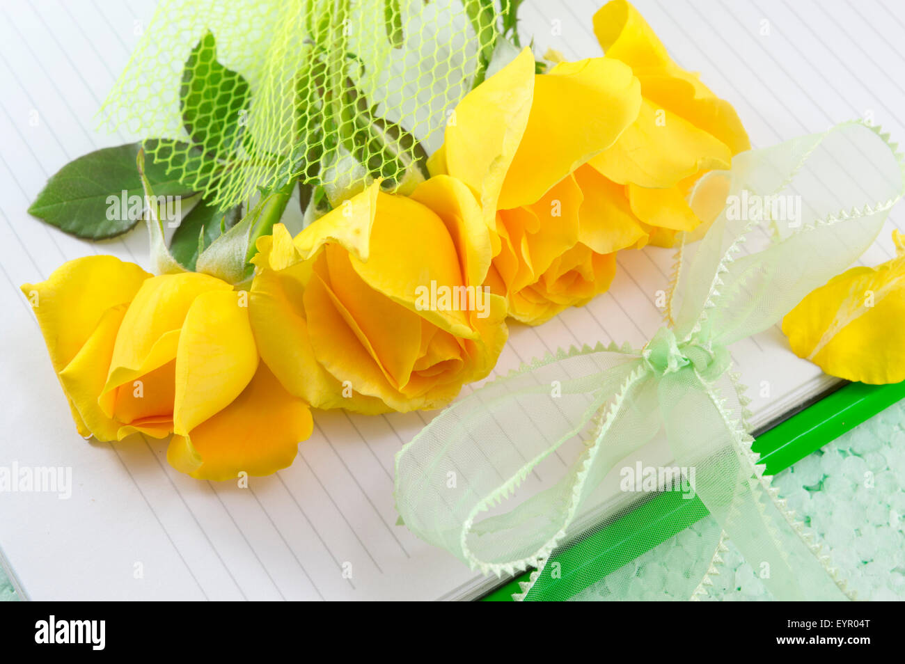 Yellow rose on green background hi-res stock photography and images - Alamy