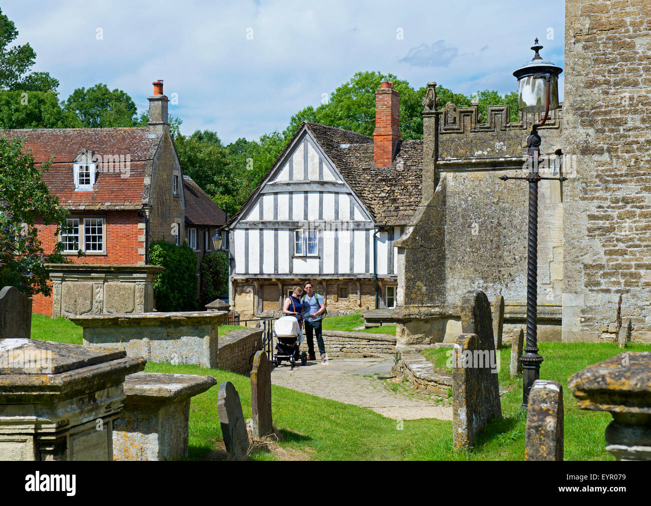 The churchyard of St Cyriac's Church, in the village of Lacock ...