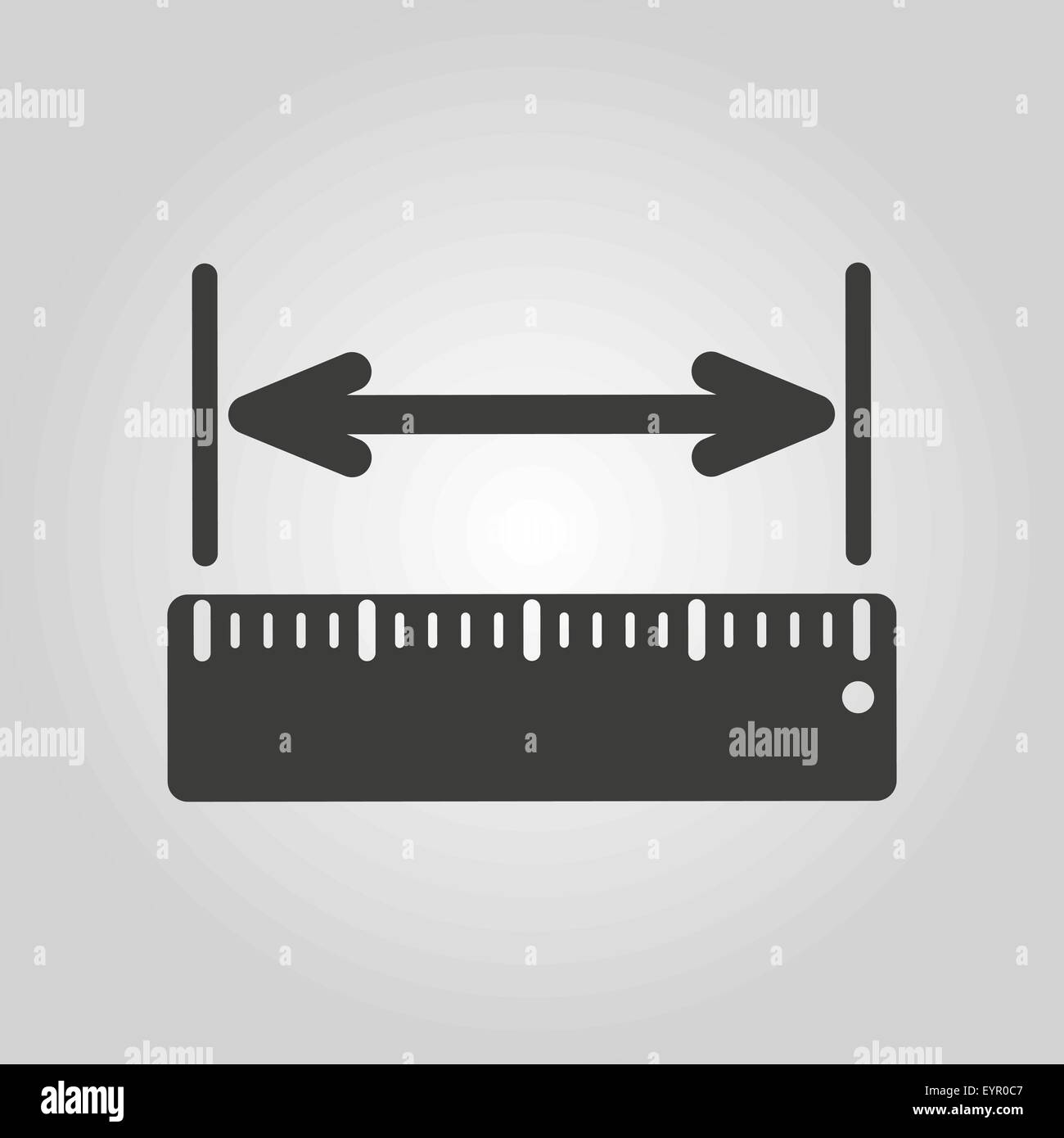 The width measurement icon. Ruler and straightedge, scale symbol. Flat ...