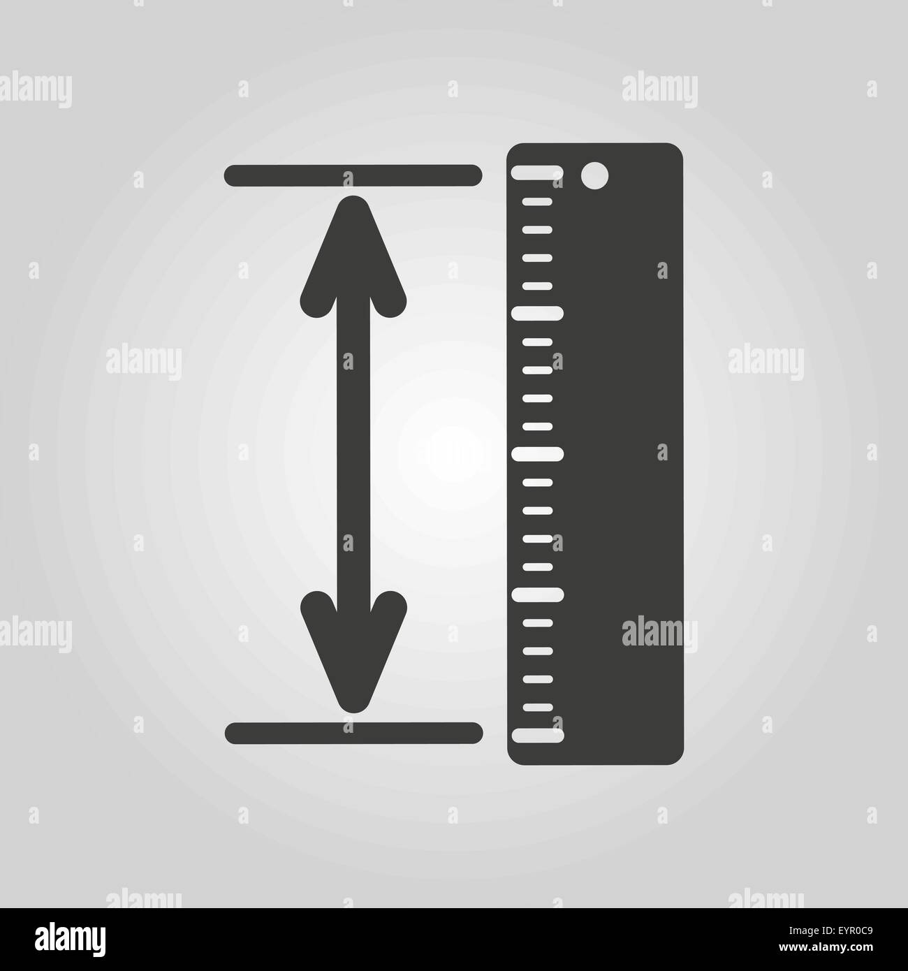 The measuring height and length icon. Ruler, straightedge, scale symbol ...