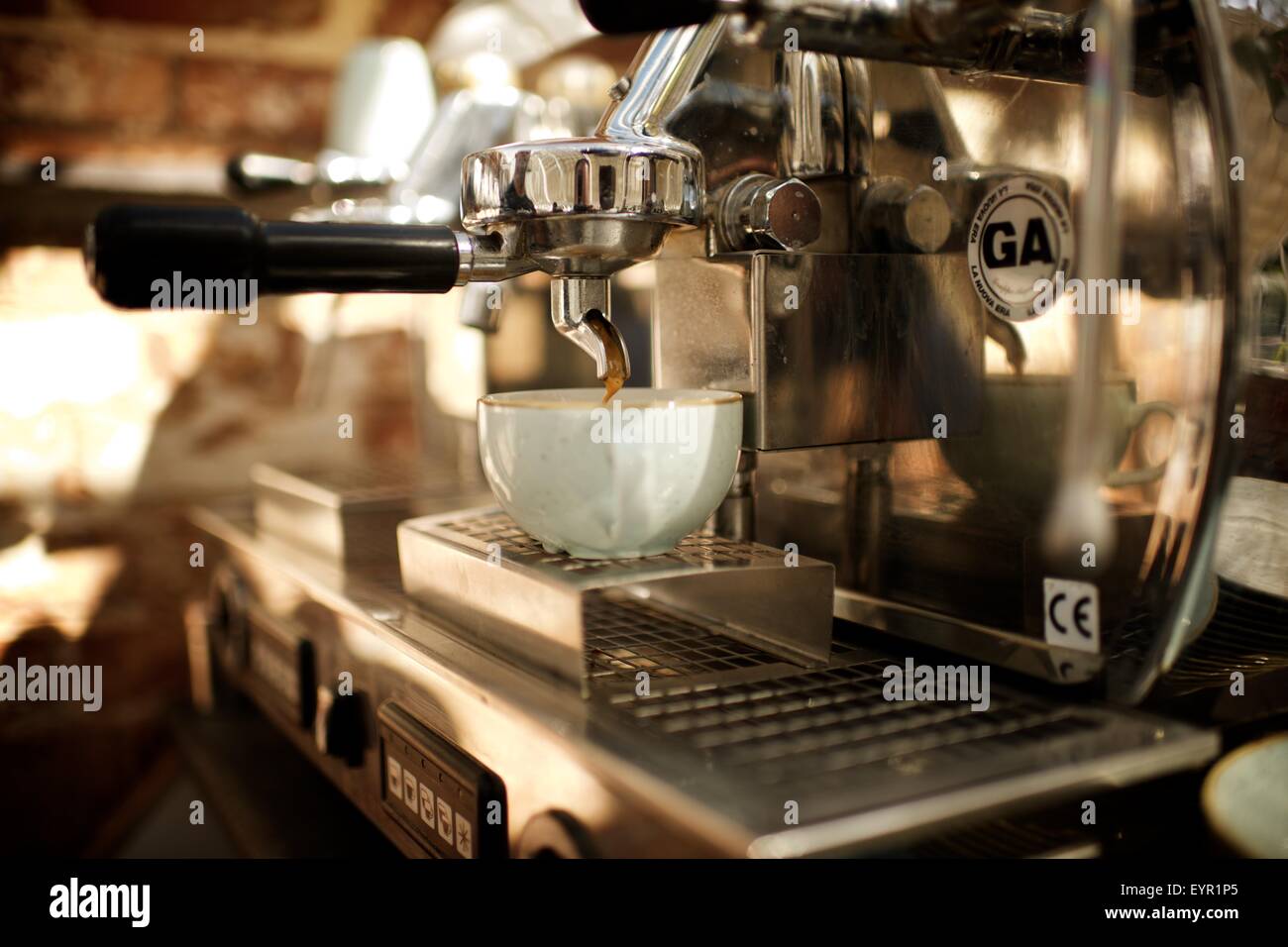 shot of coffee machine in a cafe Stock Photo - Alamy