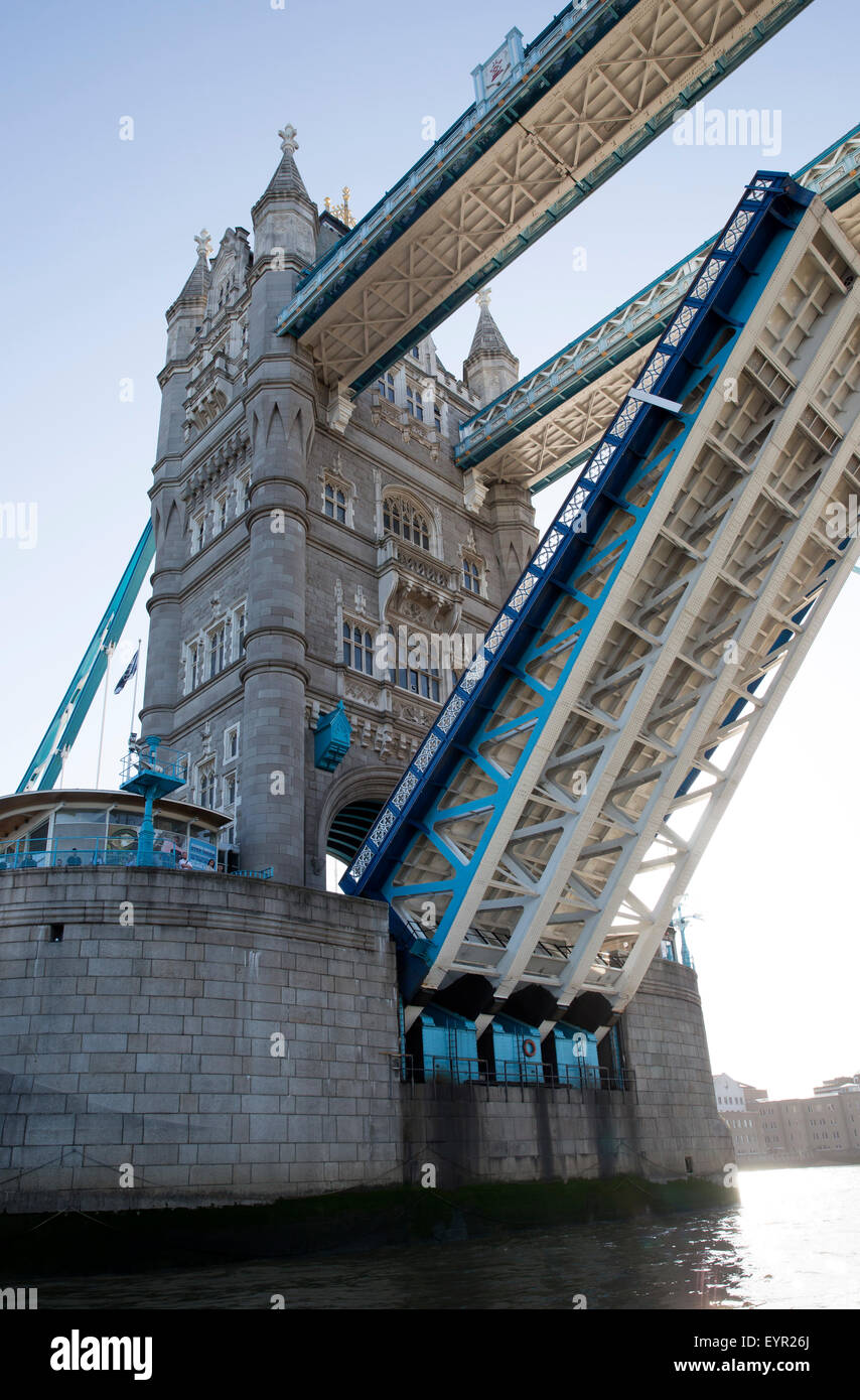 Tower Bridge lifting in London Stock Photo - Alamy
