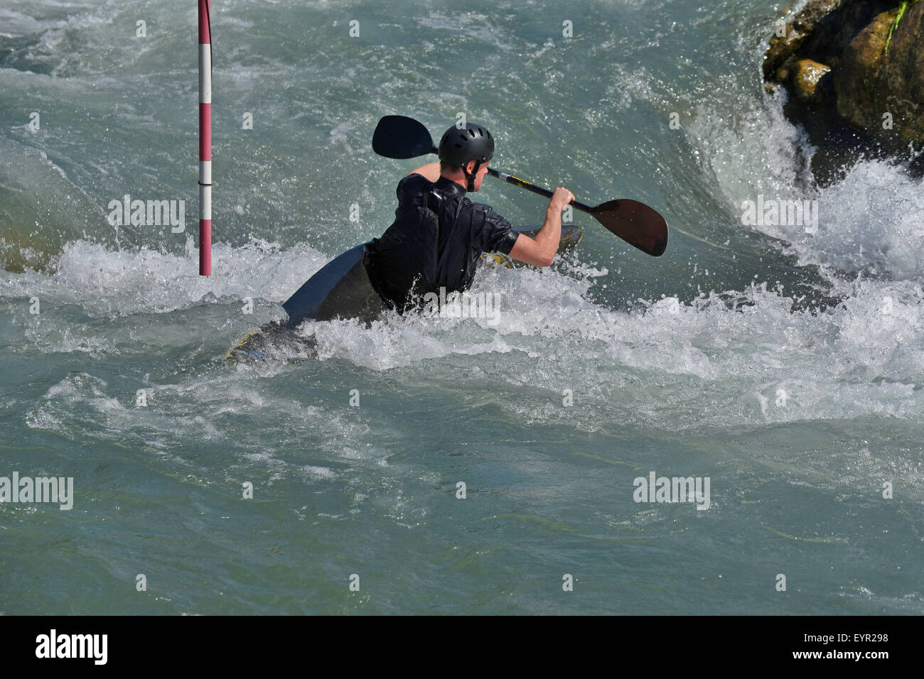 Kayaking in the rapids Stock Photo - Alamy