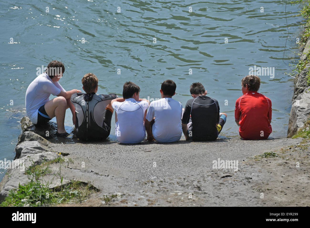 Boys near the river Stock Photo - Alamy