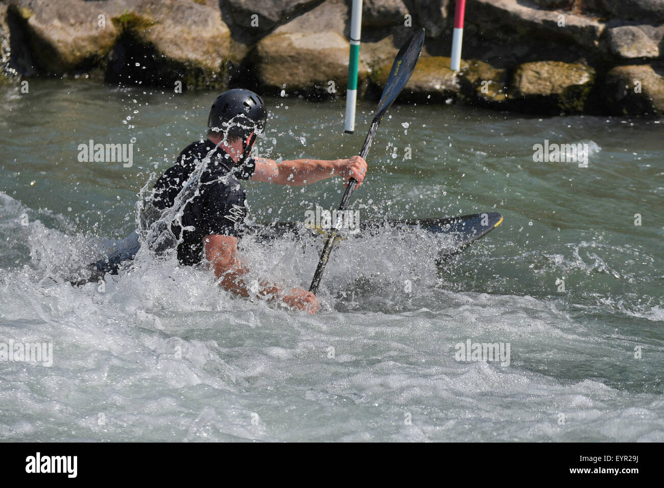 Kayaking in the rapids Stock Photo - Alamy