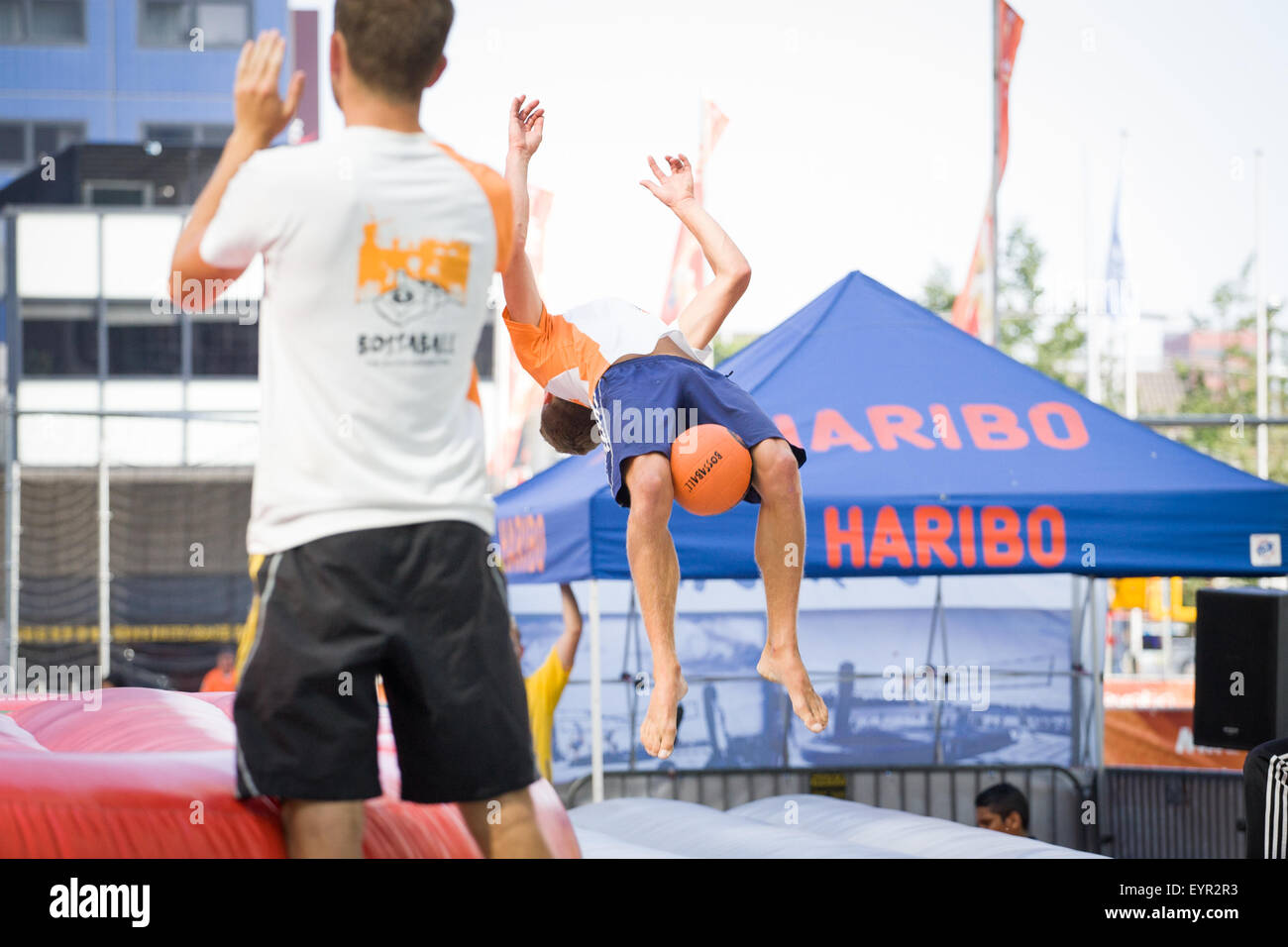 THE HAGUE - Bossaball, a combination of volleyball, football ...
