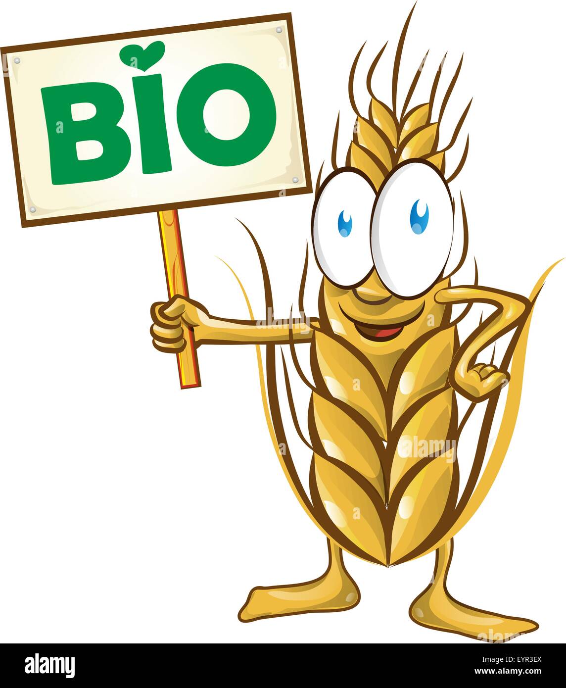 wheat cartoon bio with signboard isolated on white background Stock ...