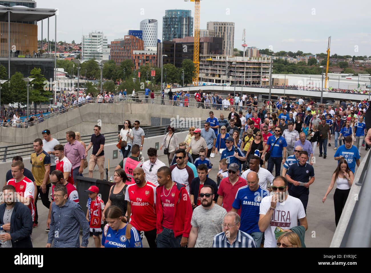 Football supporters together heading to Wembley for the Community ...