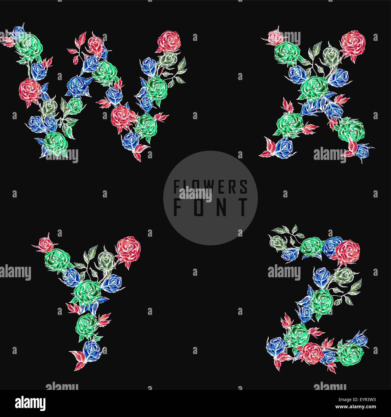 Vector colorful flower font Stock Vector Image & Art - Alamy