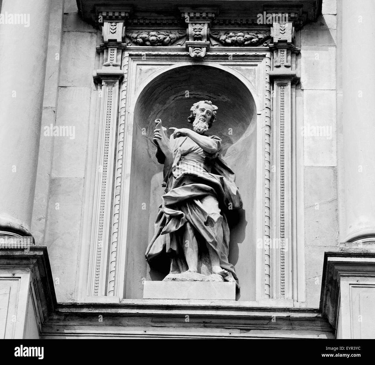 marble in old historical construction italy europe milan and statue ...