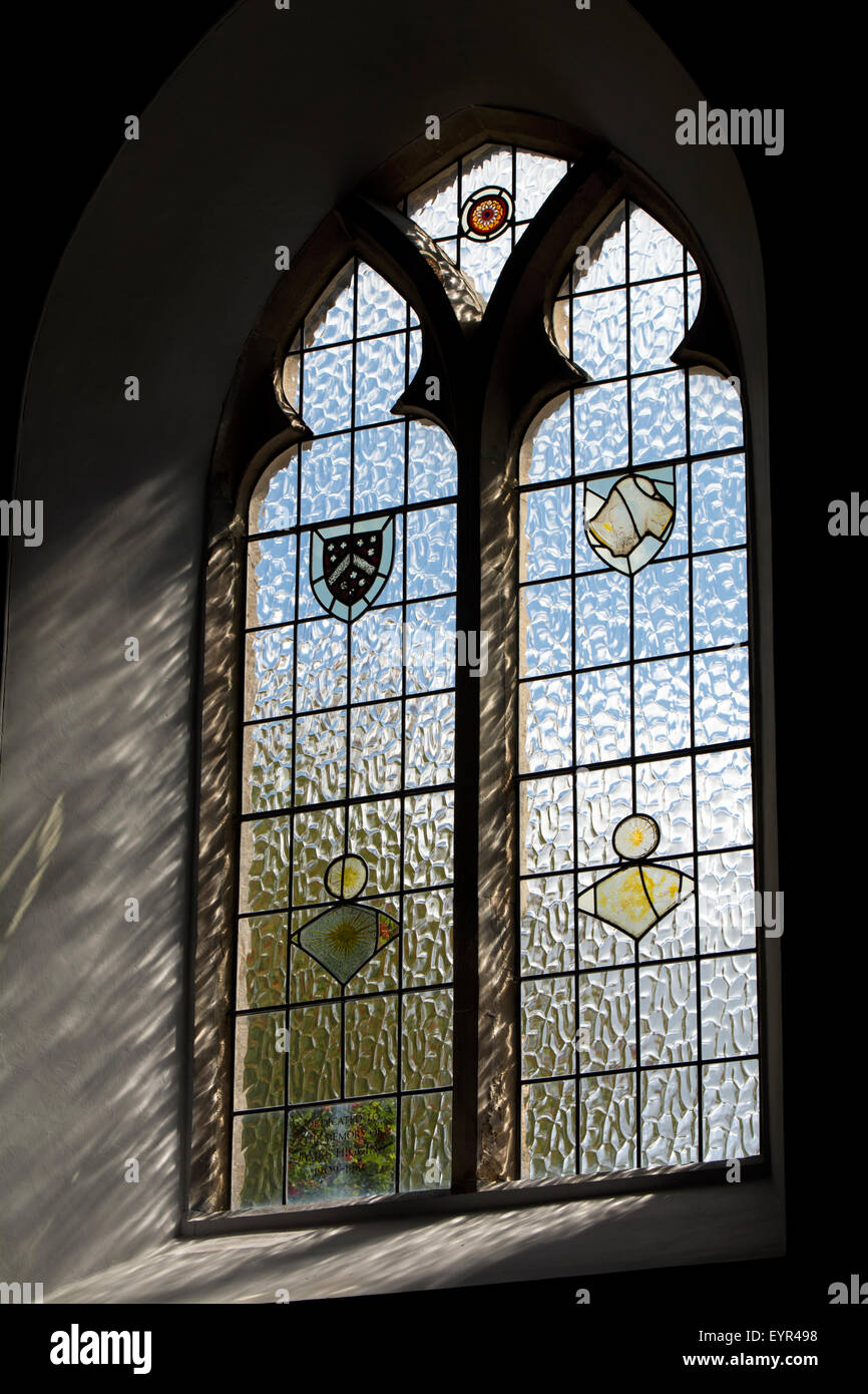 Window with medieval stained glass fragments, St. Mary the Virgin ...